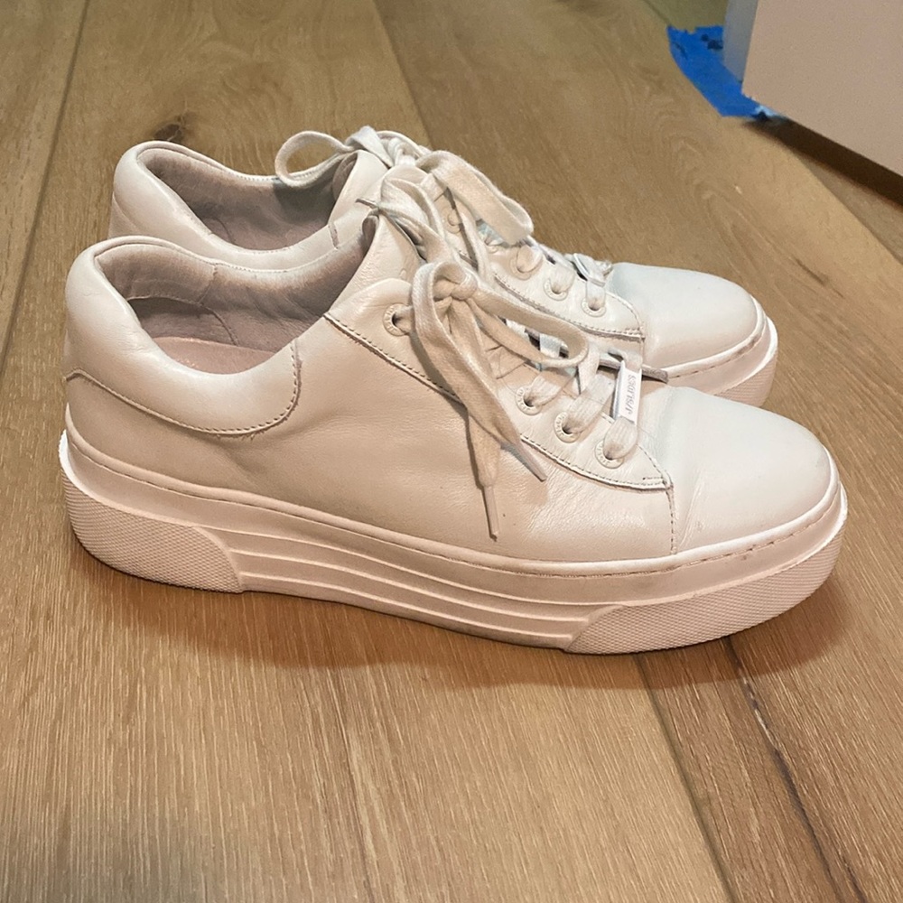 J/Slides Amanda Platform White Leather Sneaker - Gem